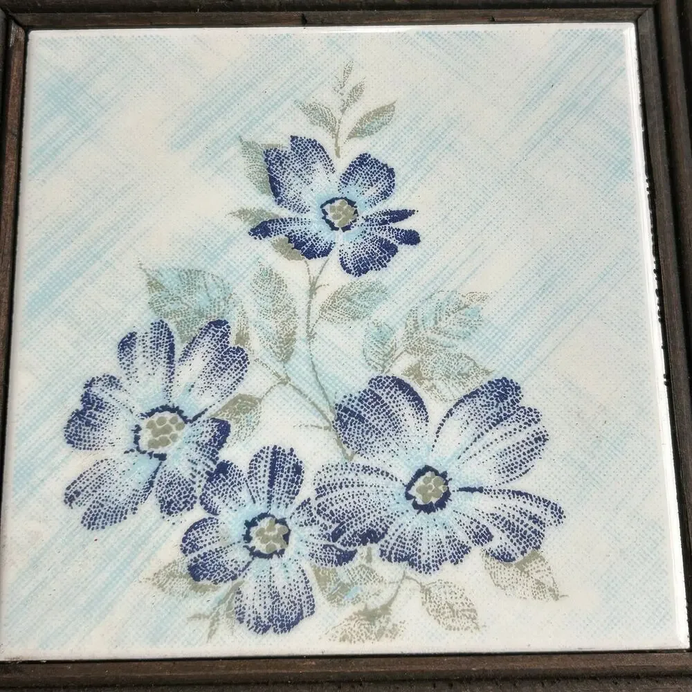 Unbranded | Kitchen | Vintage Floral Italian Tile Trivet With Wood ...